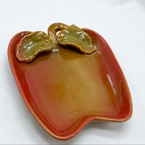 Vintage | Kitchen | Vintage 7s Glazed Ceramic Red Apple Plate Trinket ...
